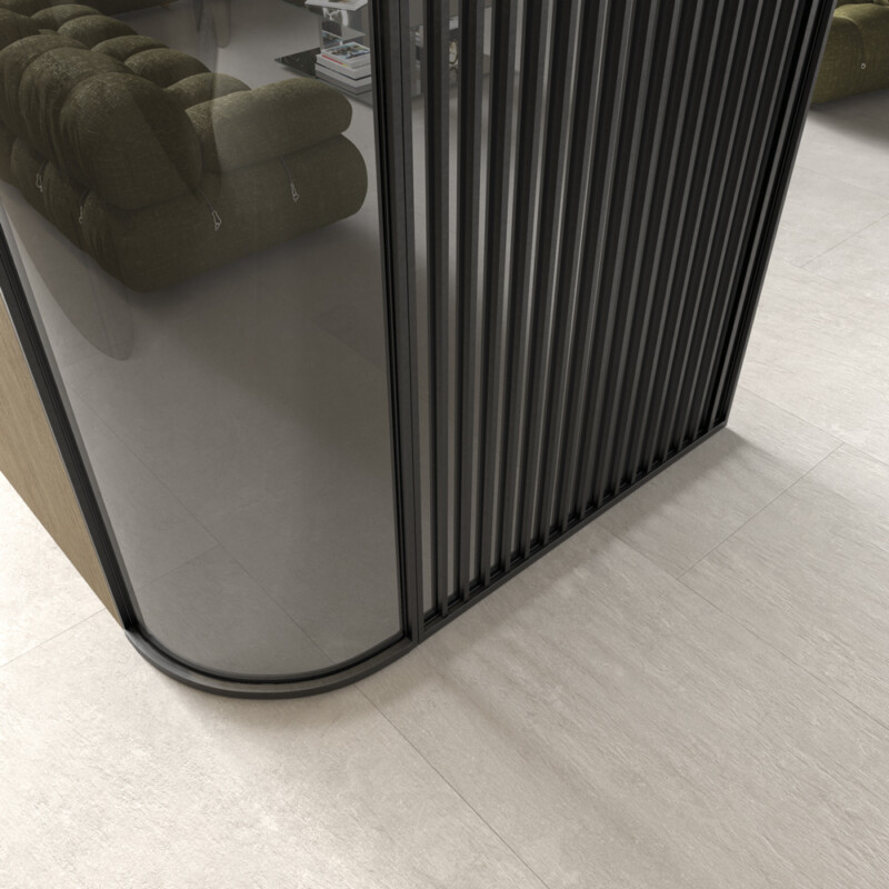 Curved glass and aluminum partition | Barausse